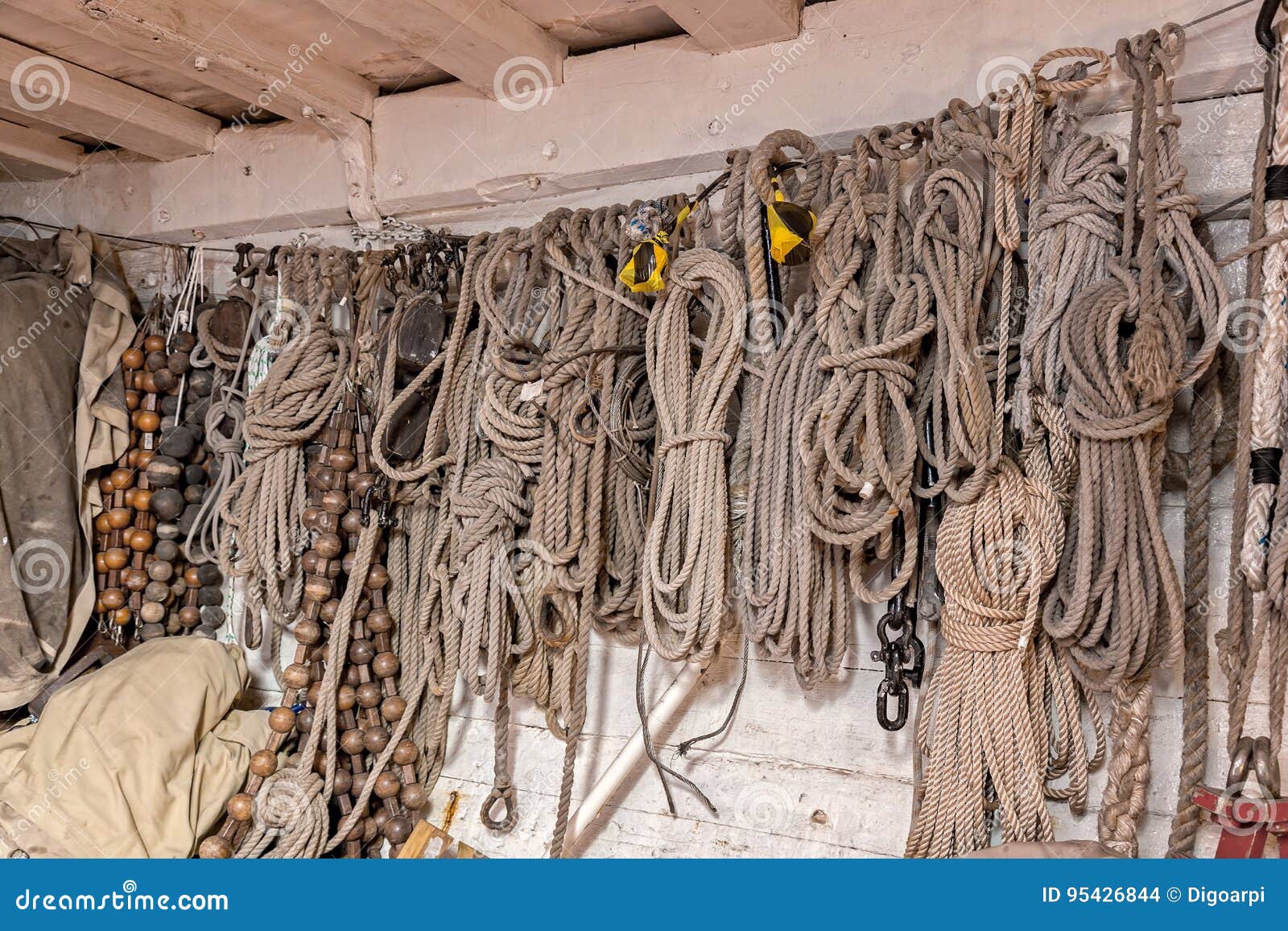 Ship Rigging in the Cargo Area Stock Photo - Image of attraction ...