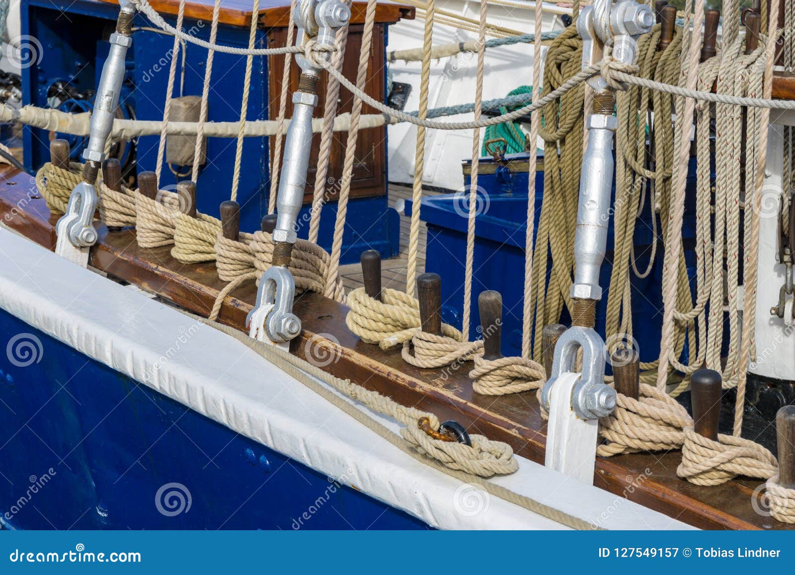 Ship with Rigging and Ropes at the Outside Stock Image - Image of white ...
