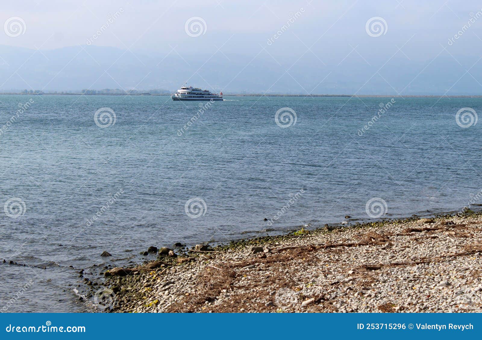 Ship on the River Floats on the Waves Stock Photo - Image of terrain ...