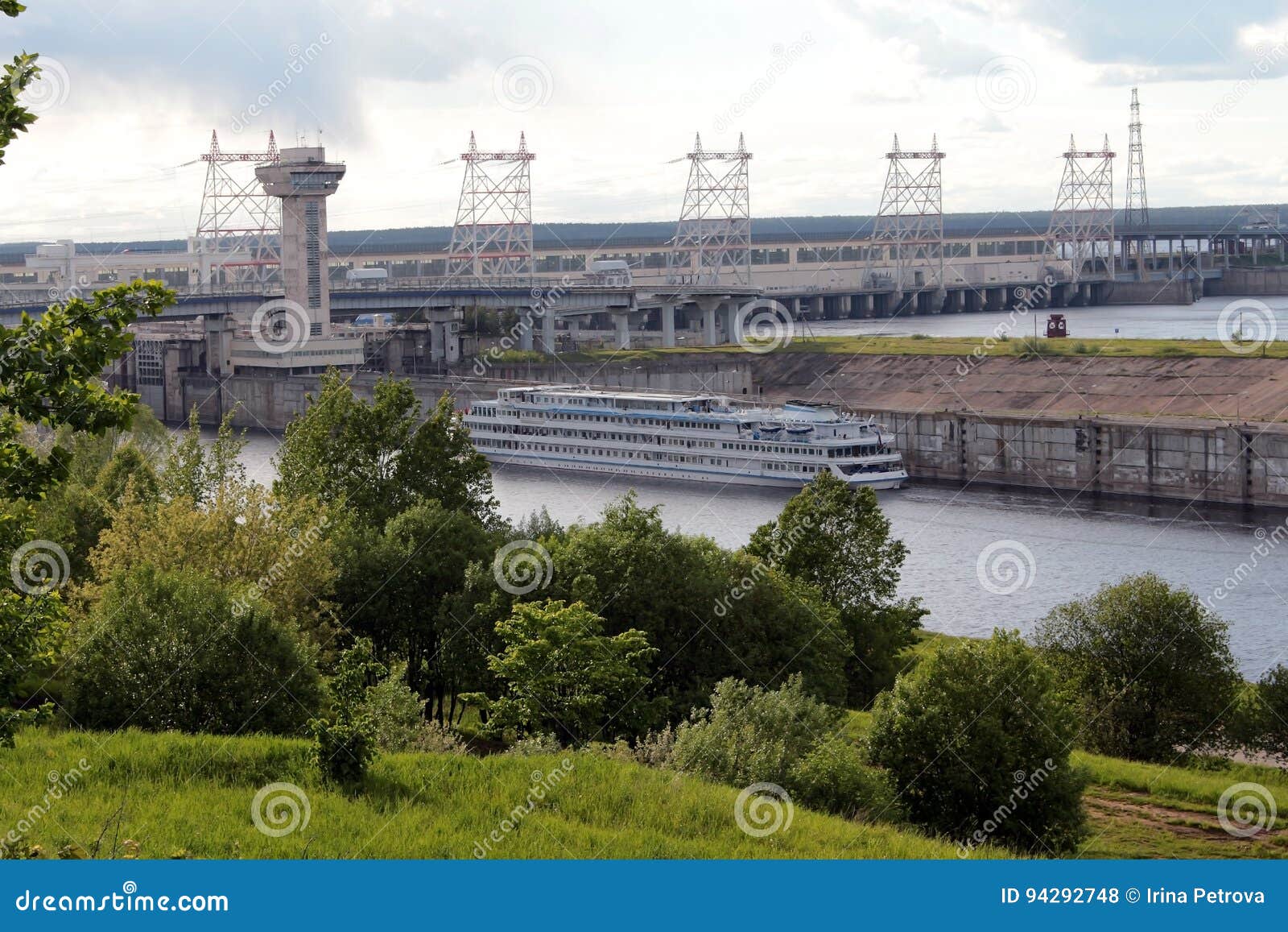 The Ship in the River Gateway Stock Photo - Image of reservoir, power ...