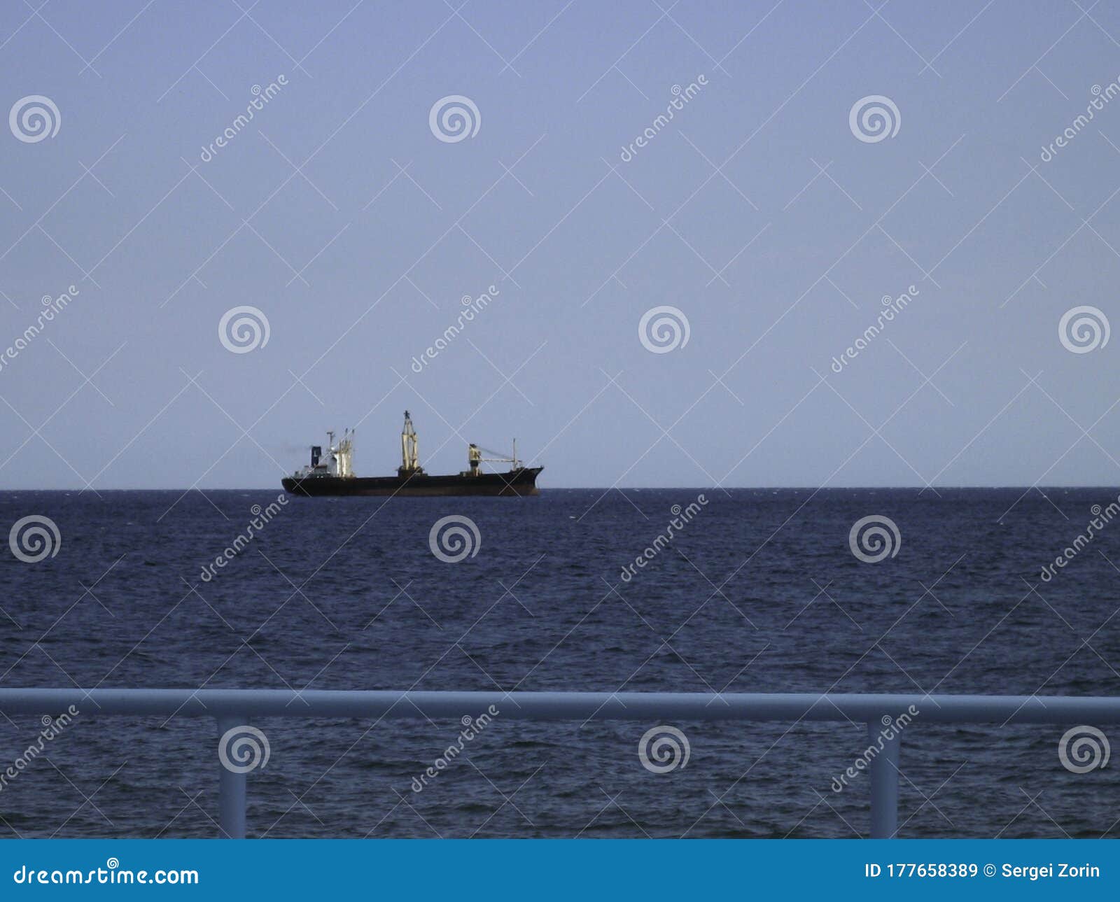 A Ship on the Roadstead on the Horizon between the Sky and the Sea ...