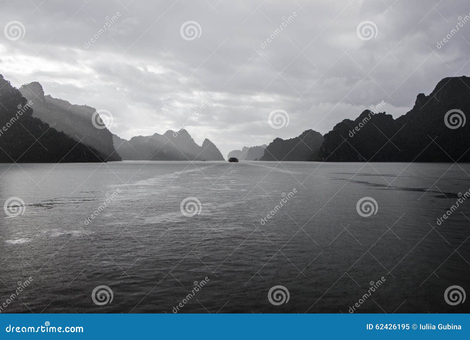 Ship among the Rocks in Halong Bay Stock Image - Image of south, alone ...