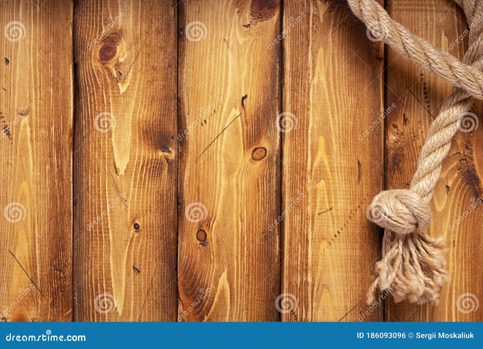 Ship Rope Border at Wooden Background Stock Photo - Image of ...