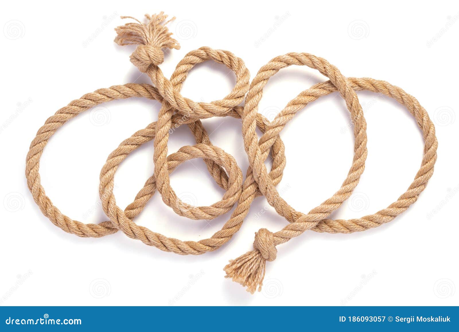 Ship Rope with Sea Knot on White Background Stock Image - Image of ...