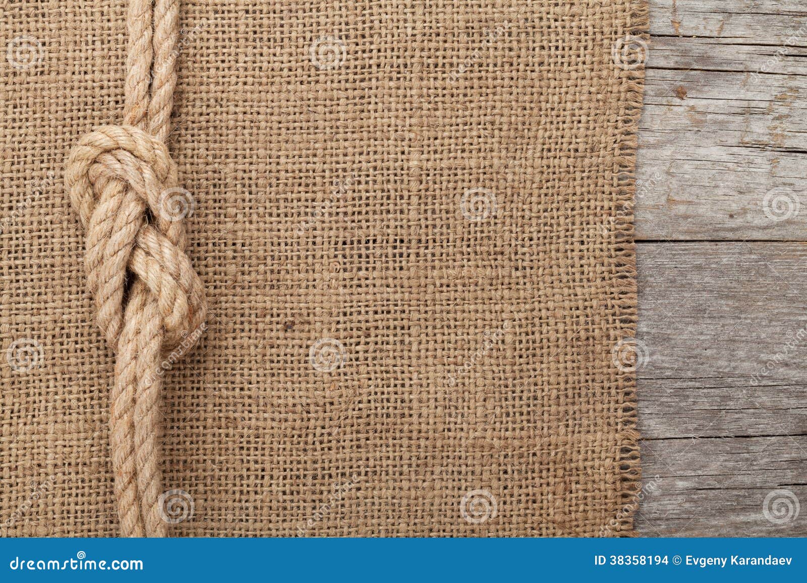 Ship Rope on Wood and Burlap Texture Background Stock Photo - Image of ...