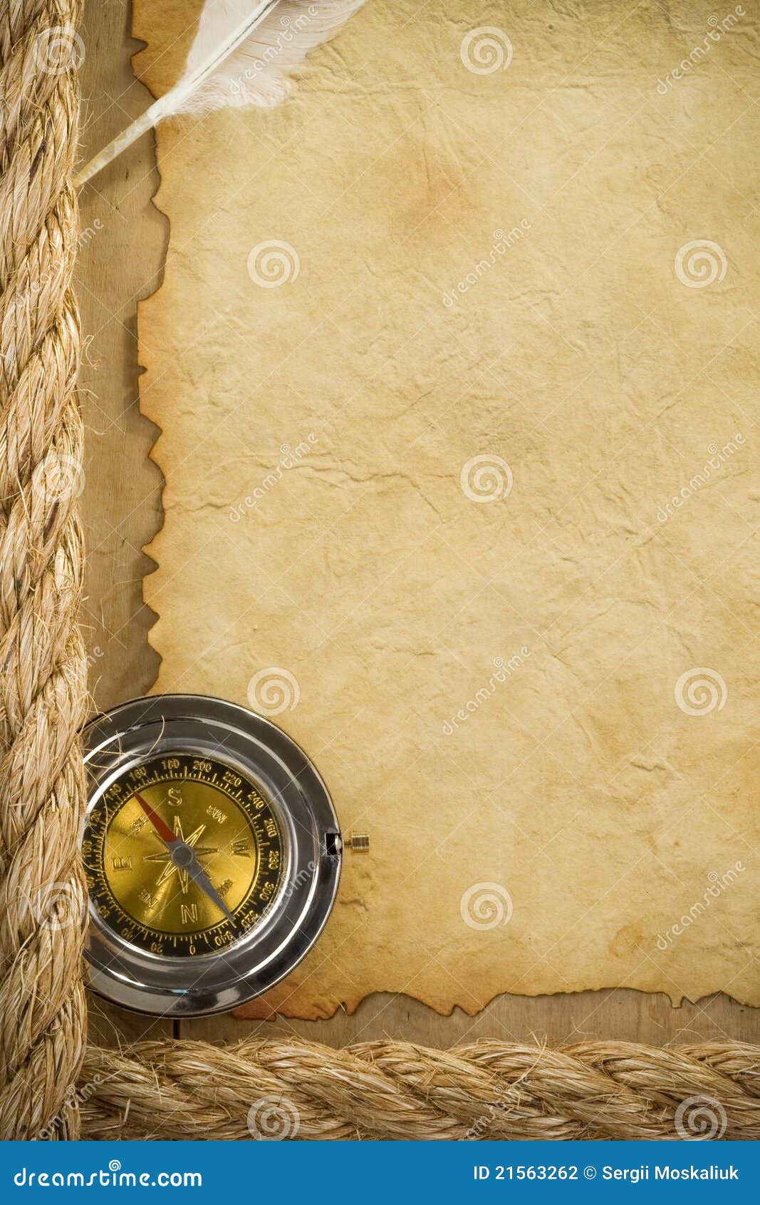 Ship Ropes and Compass at Parchment Stock Photo - Image of shipping ...