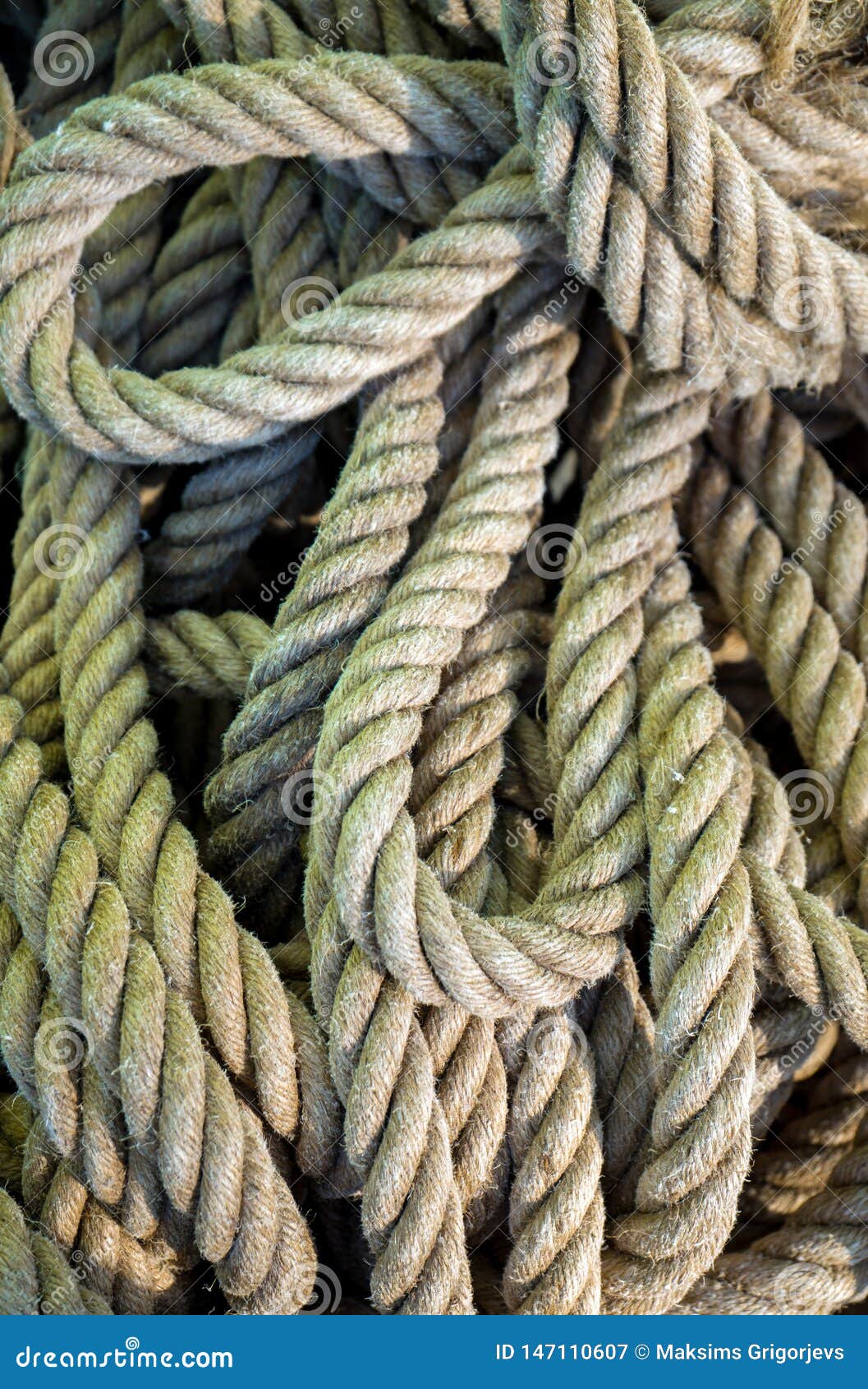 Ship Ropes Heap. Pile of Various Ropes and Strings Stock Image - Image ...