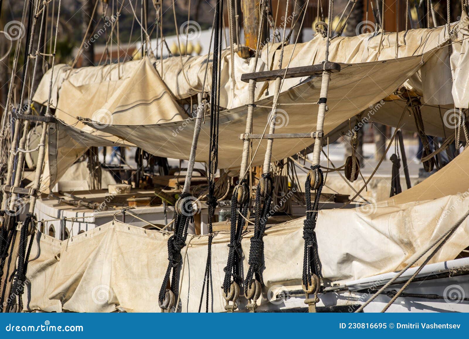 Ship Ropes and Rigging on an Old Ship Stock Image - Image of capitan ...