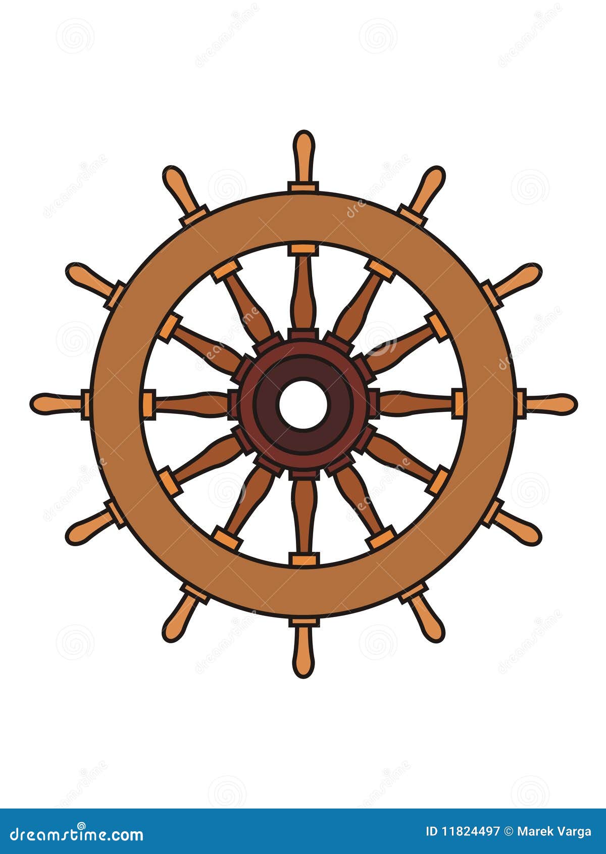 The Ship`s Rudder Wheel. Vector Drawing Of The Steering Wheel Symbol ...