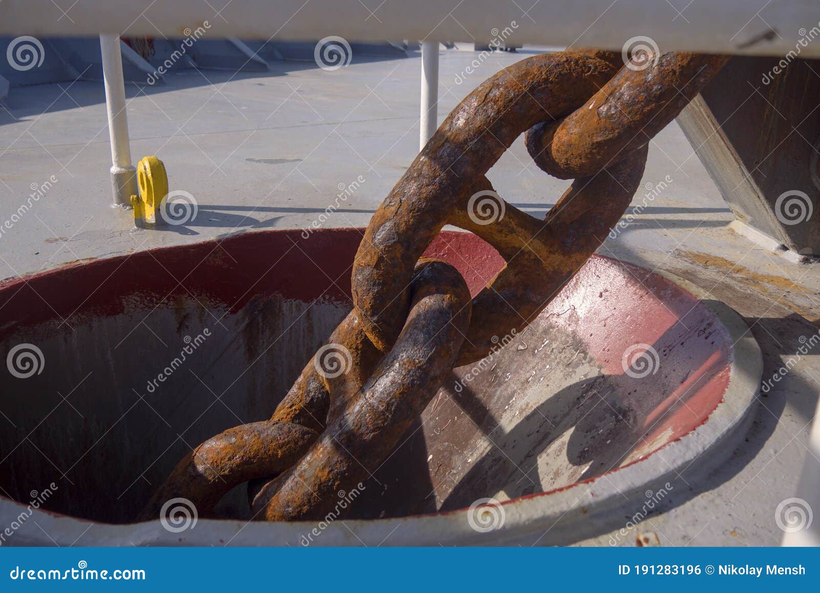Ship Rusty Anchor Chain on a Winch Stock Photo - Image of maritime ...