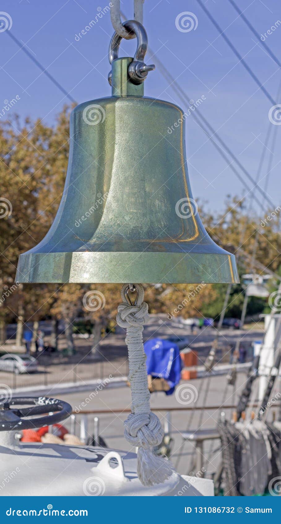 Ship`s Bell on Old Sailing Ship Stock Photo - Image of nautical ...