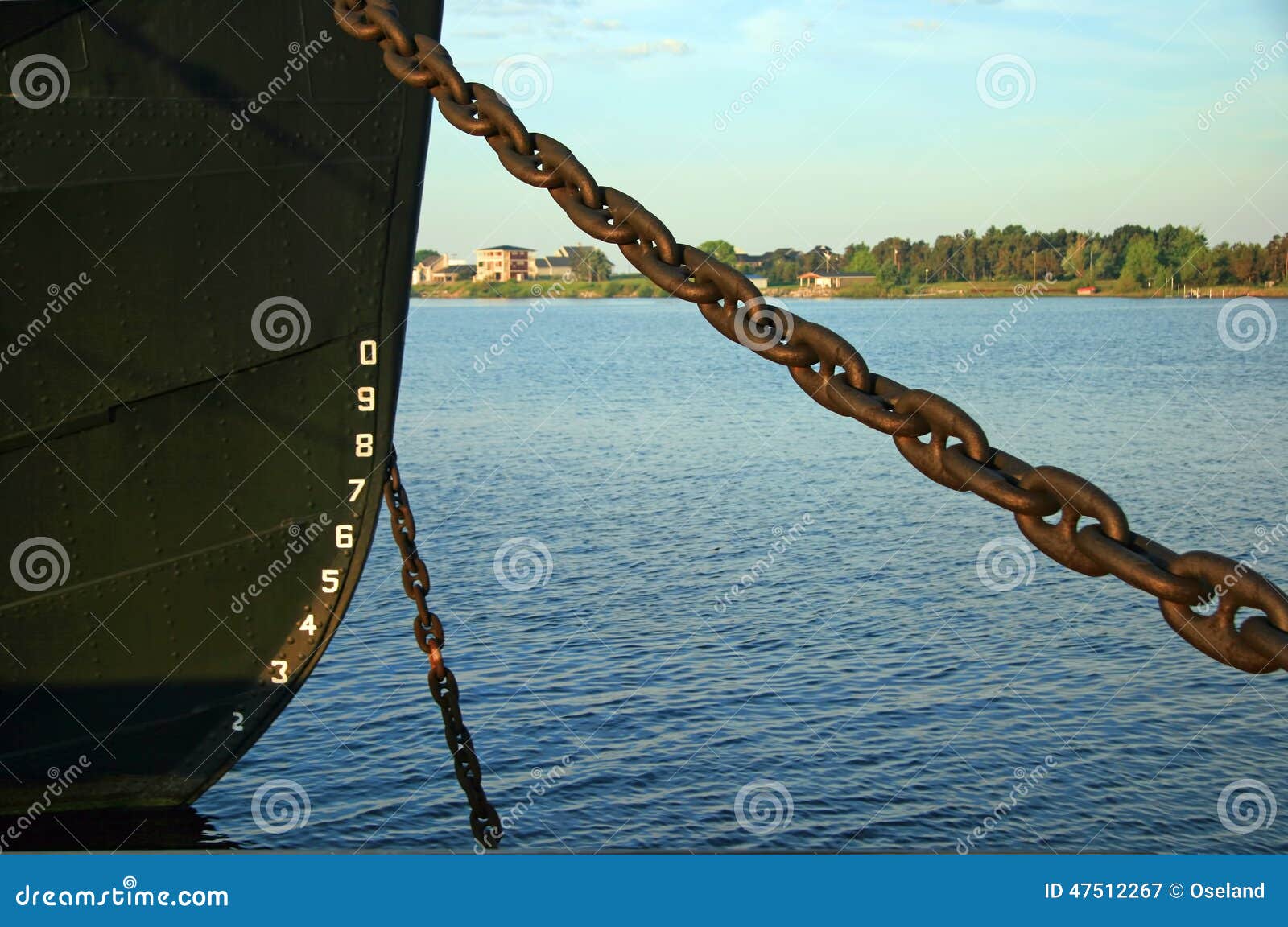 Ship's Bow And Anchor Chain Stock Photo - Image: 47512267