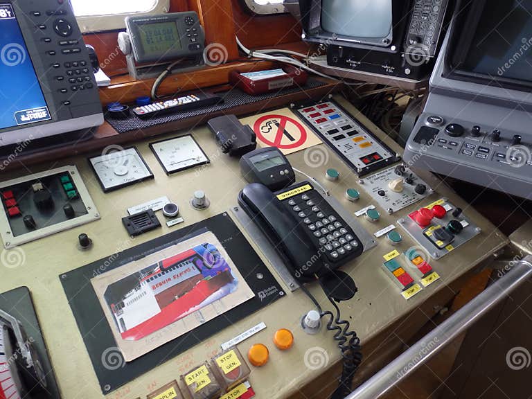 A Ship S Bridge with Controls Panel. Editorial Image - Image of ...