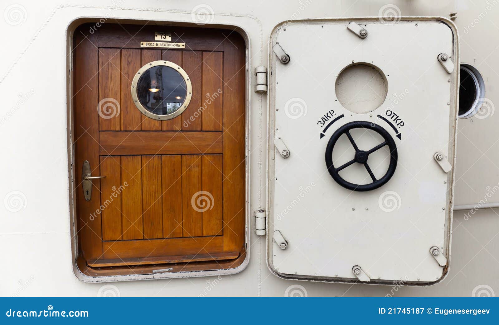 Ship s door with Porthole stock image. Image of equipment - 21745187