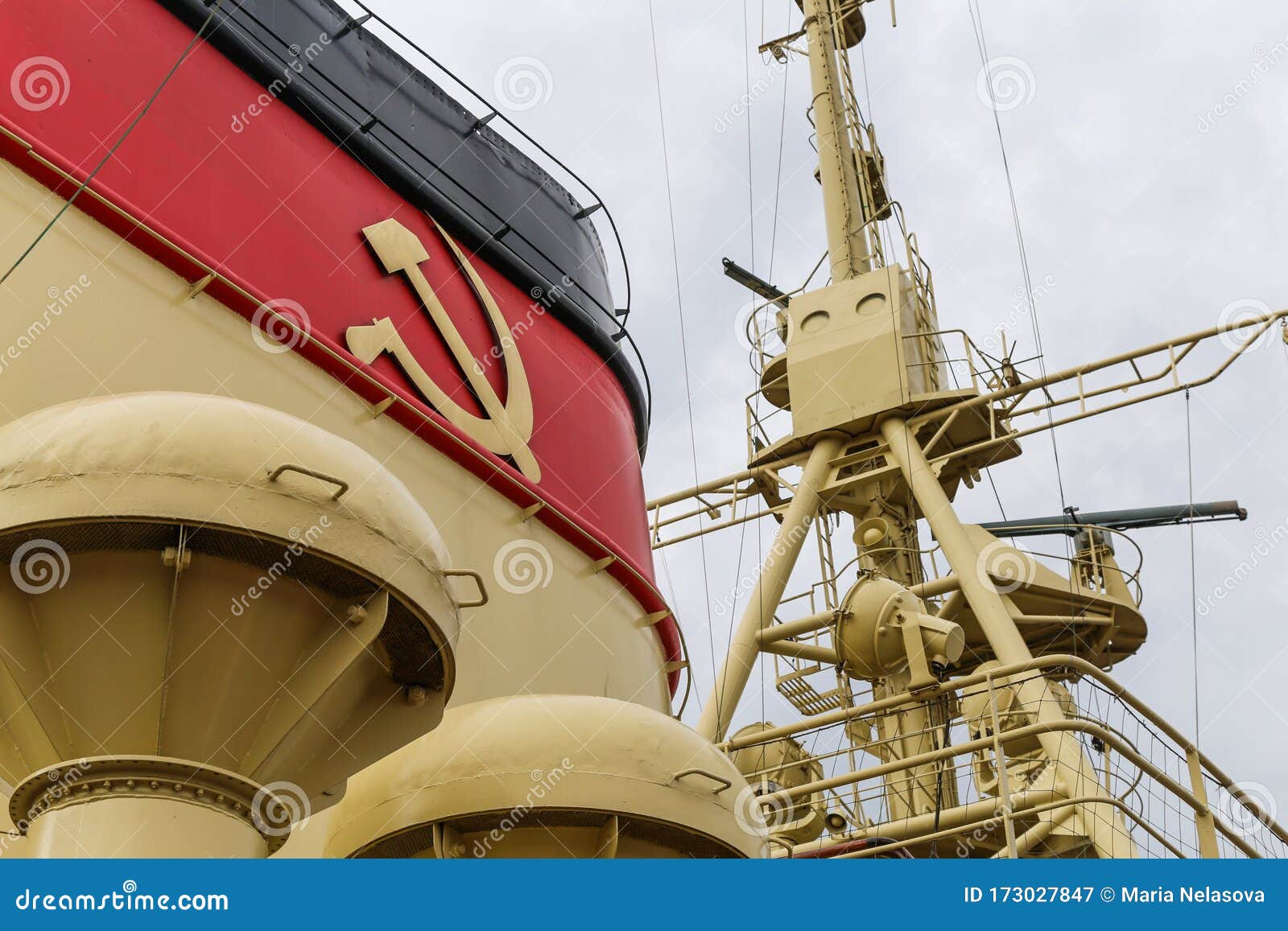 Ship`s Funnel of Old Icebreaker Krasin with Soviet Symbol Stock Image ...