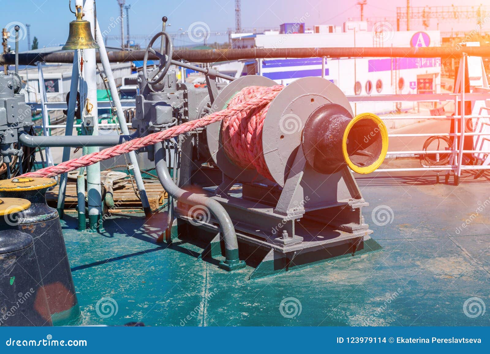Ship`s Mooring Cable on the Ship on Deck Editorial Stock Image - Image ...
