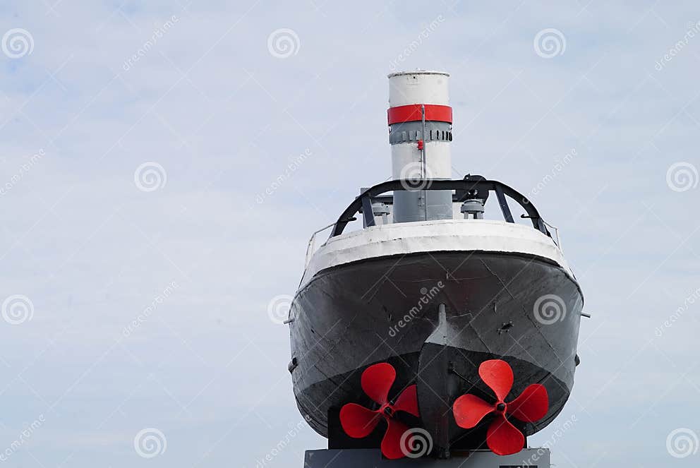 The Propeller of the Red Color of the Ship at the Shipyard Stock Image ...