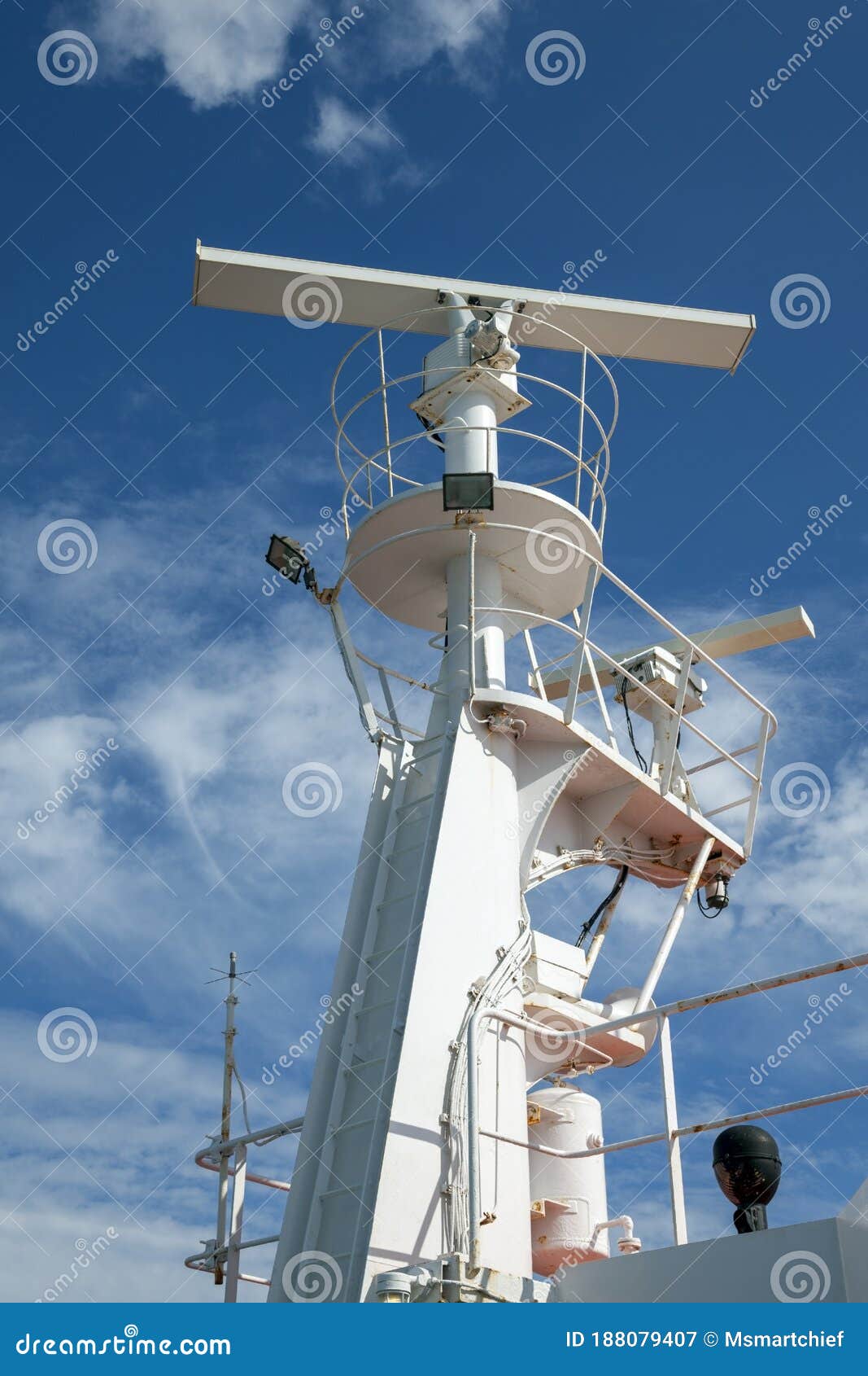 Ship`s Radar Communication and Navigation Tower Stock Image - Image of ...