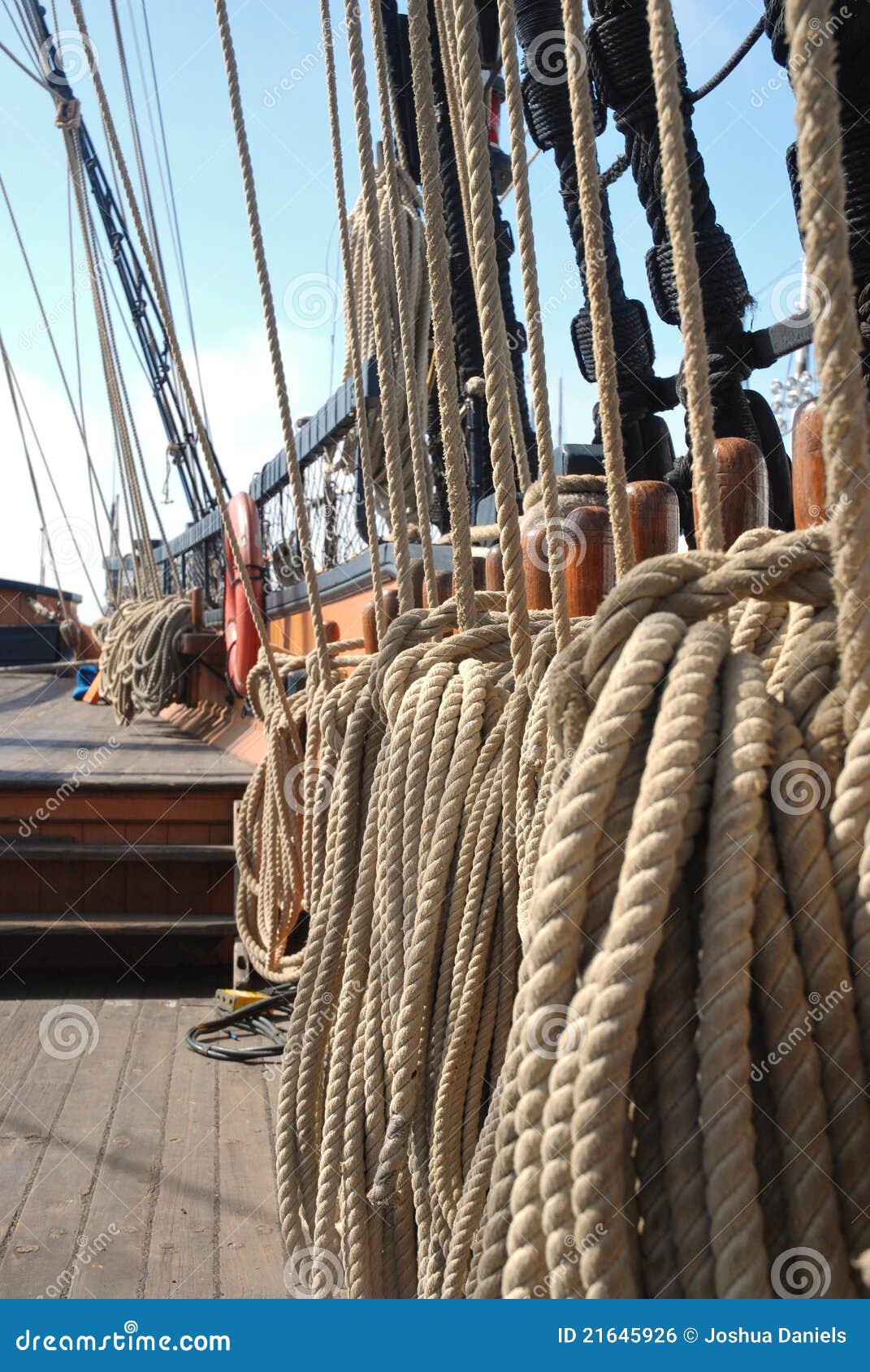 Ship S Running Rigging Coiled and Ready for Sea Stock Photo - Image of ...