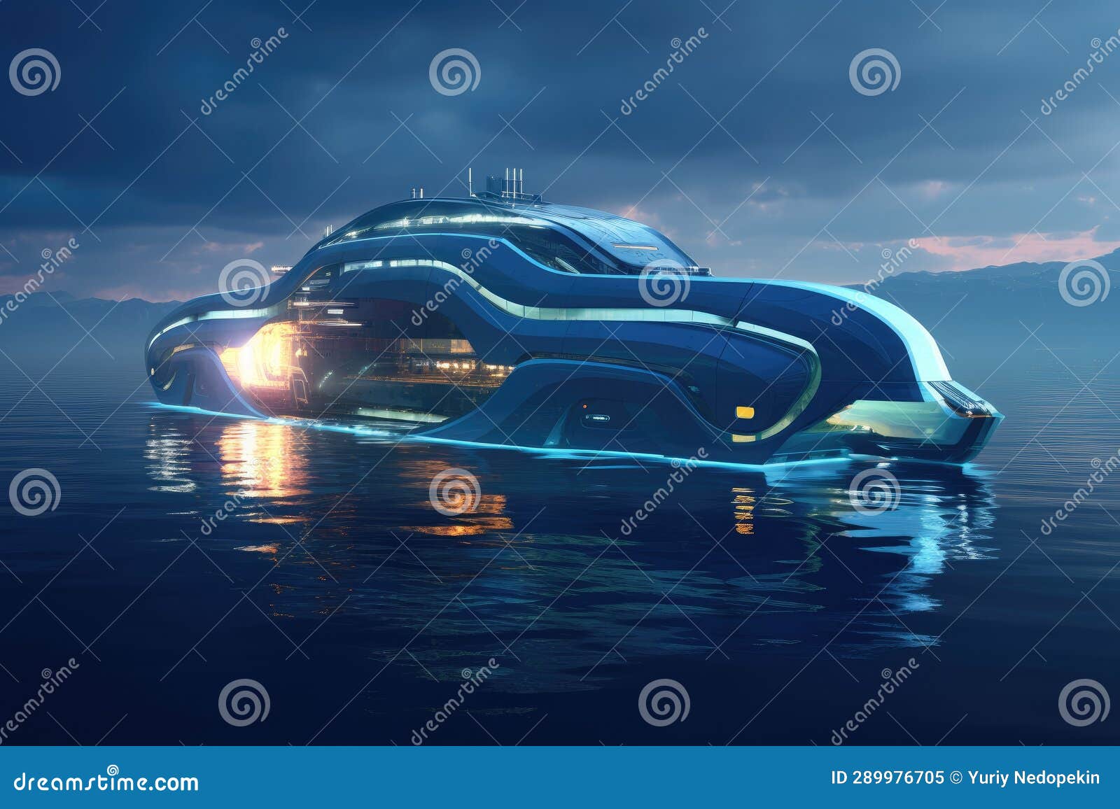 Futuristic Cargo Ship of the Future. Stock Illustration - Illustration ...