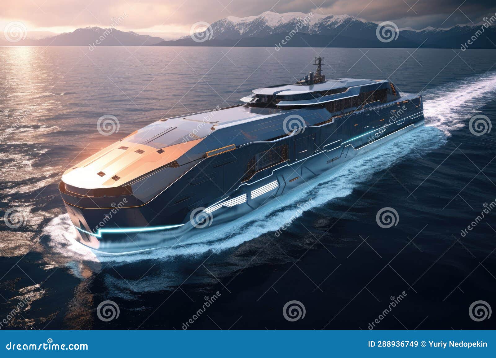 Futuristic Cargo Ship of the Future. Stock Illustration - Illustration ...