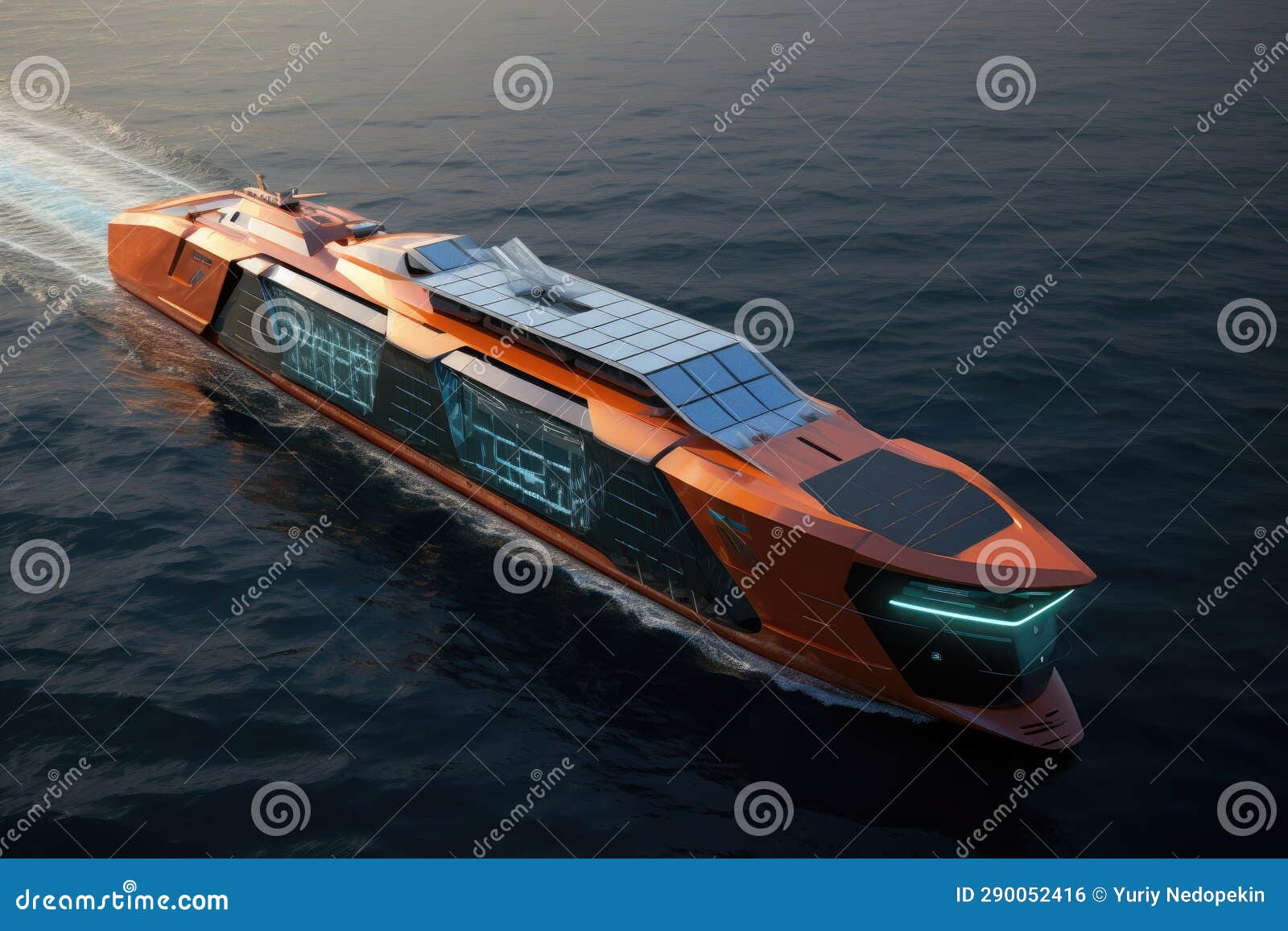 Futuristic Cargo Ship of the Future. Stock Illustration - Illustration ...