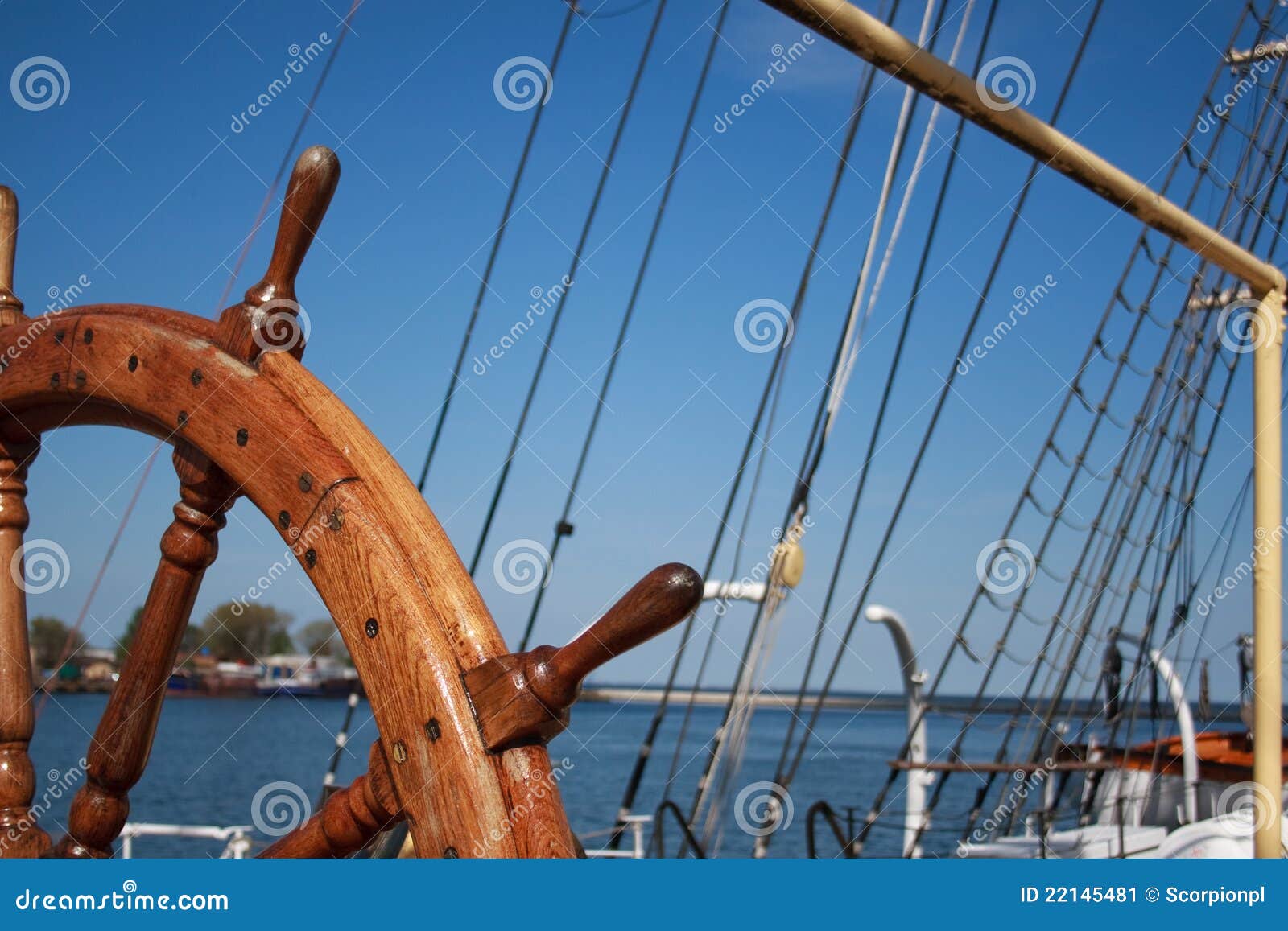 Ship`s steering wheel stock image. Image of helm, nautical - 22145481