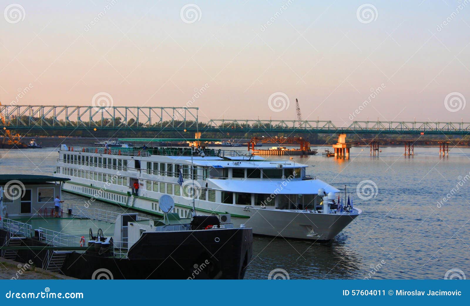 The Ship Sail into Port on the Danube Stock Image - Image of departure ...