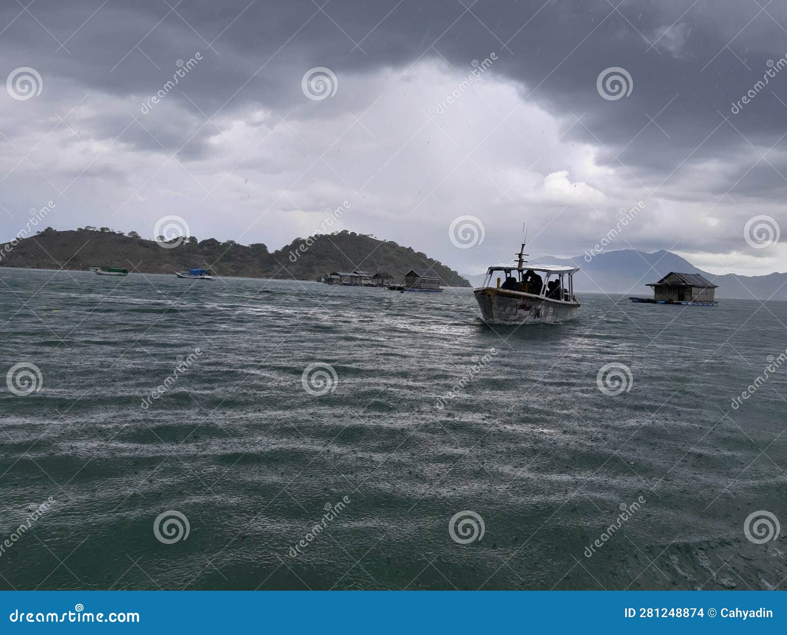 The Ship Sailed in the Drizzling Rain Stock Photo - Image of drizzling ...
