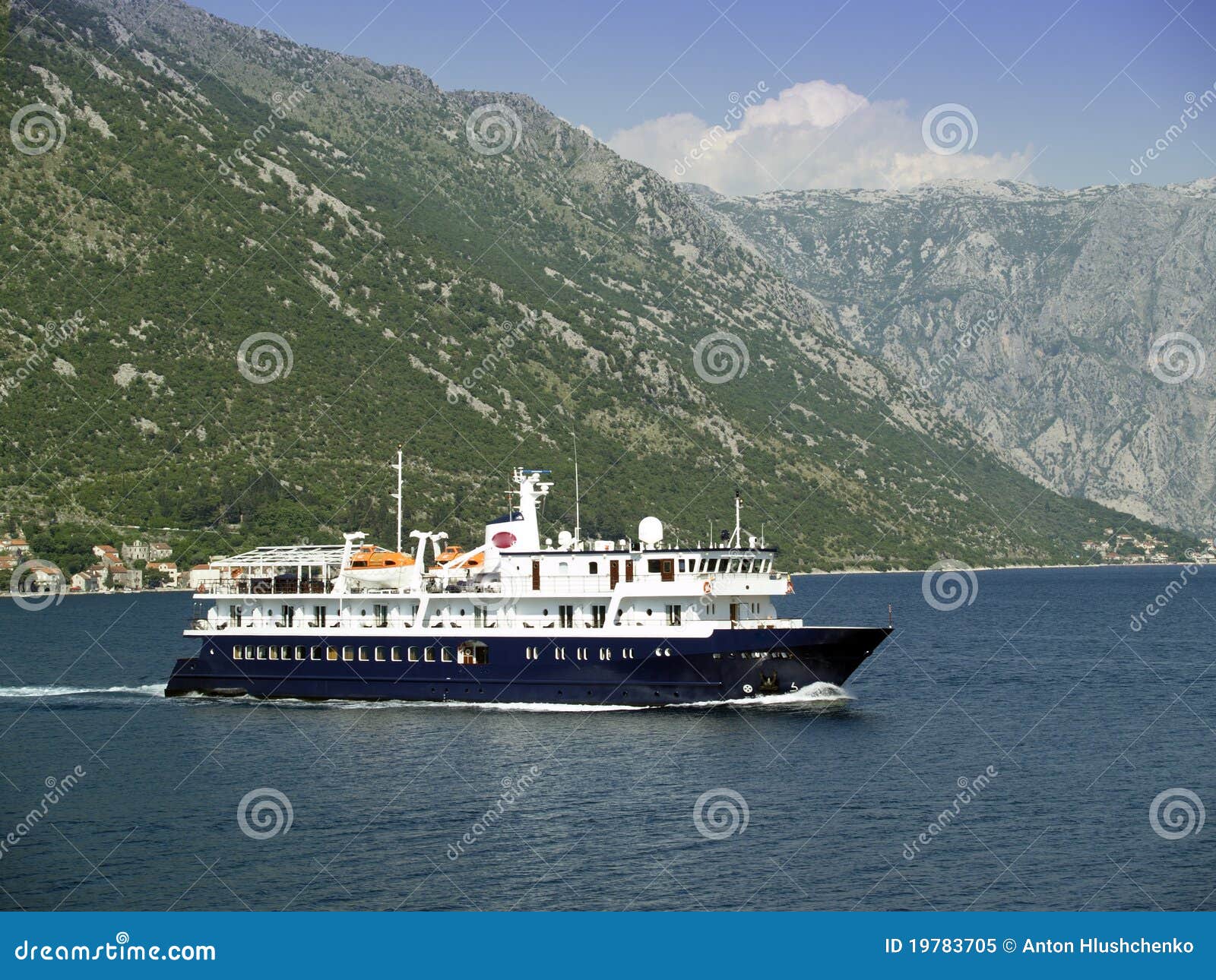 Ship sailing in bay stock image. Image of coast, coastline - 19783705