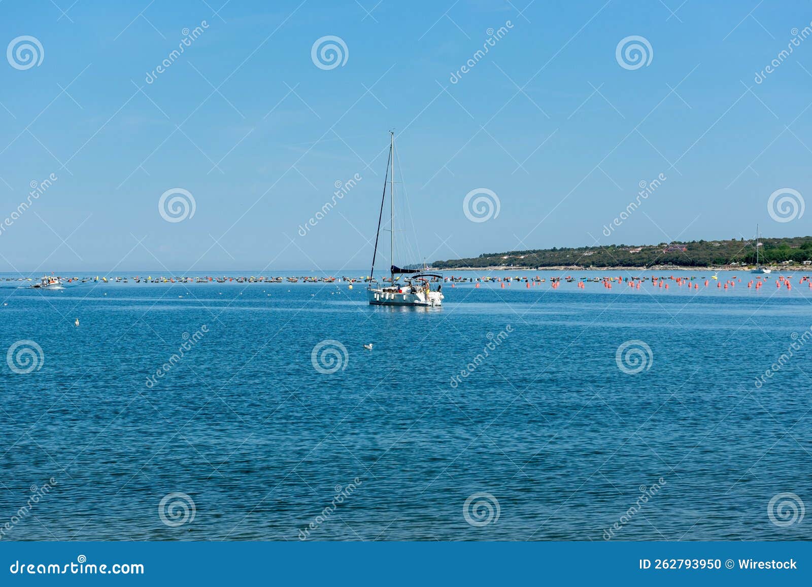 Ship Sailing on the Open Sea Under Clear Cloudless Sky Stock Photo ...