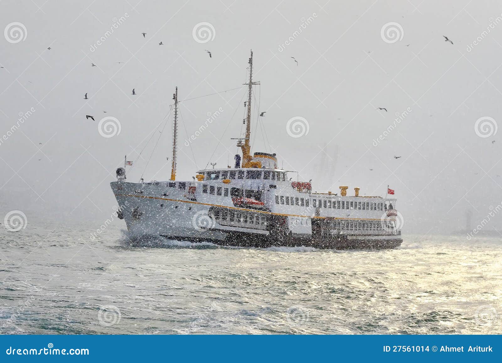 Ship sailing in snow stock photo. Image of city, snow - 27561014