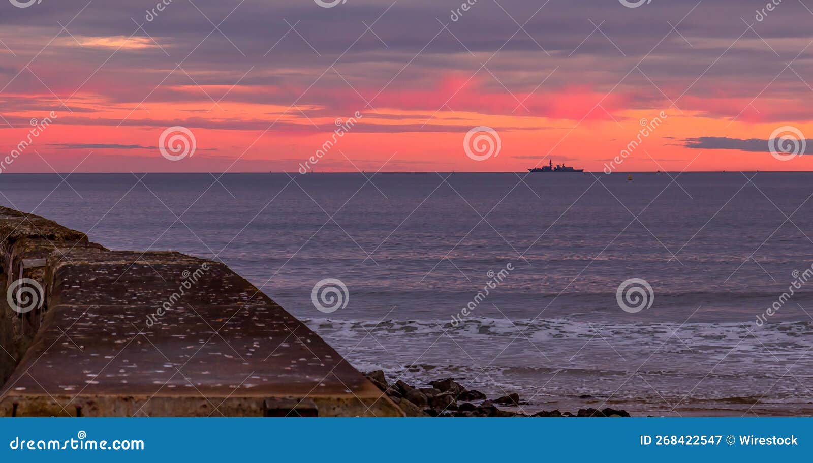 Ship Sailing Towards the Horizon on a Calm Ocean Stock Image - Image of ...