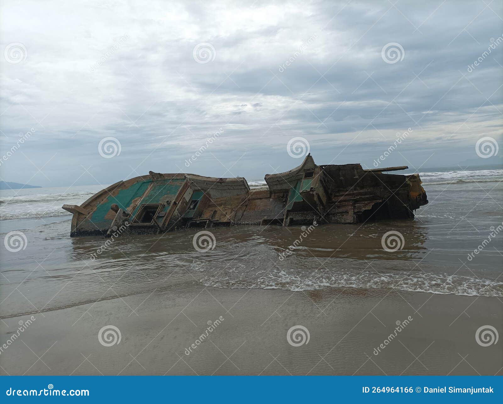 The Ship that Sank during the 2018 Tsunami on the Coast of Kalianda ...