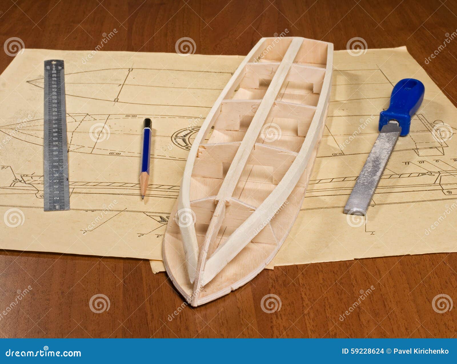 Ship Scale Model Construction Stock Photo - Image of handmade, hobby ...