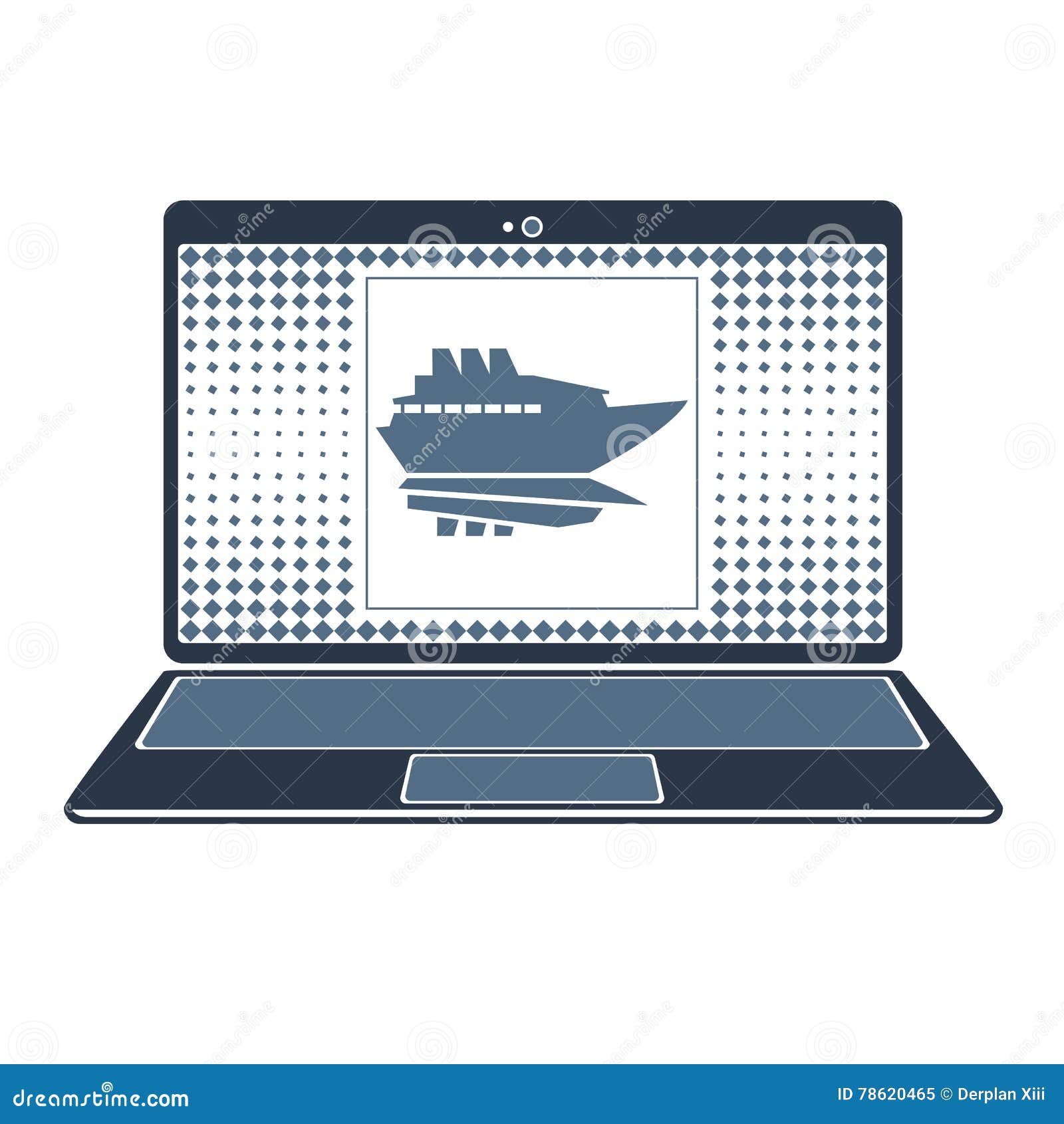 Ship on the screen laptop stock vector. Illustration of blank - 78620465