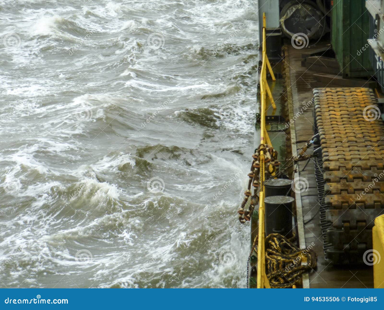 Ship in the Sea. the Edge of the Barge Deck Stock Photo - Image of ...