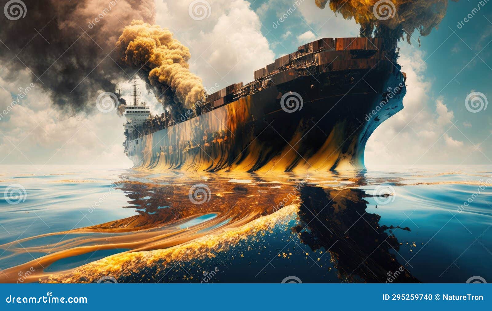 The Ship in the Sea Fire in the Sea Ship in the Sea Stock Illustration ...