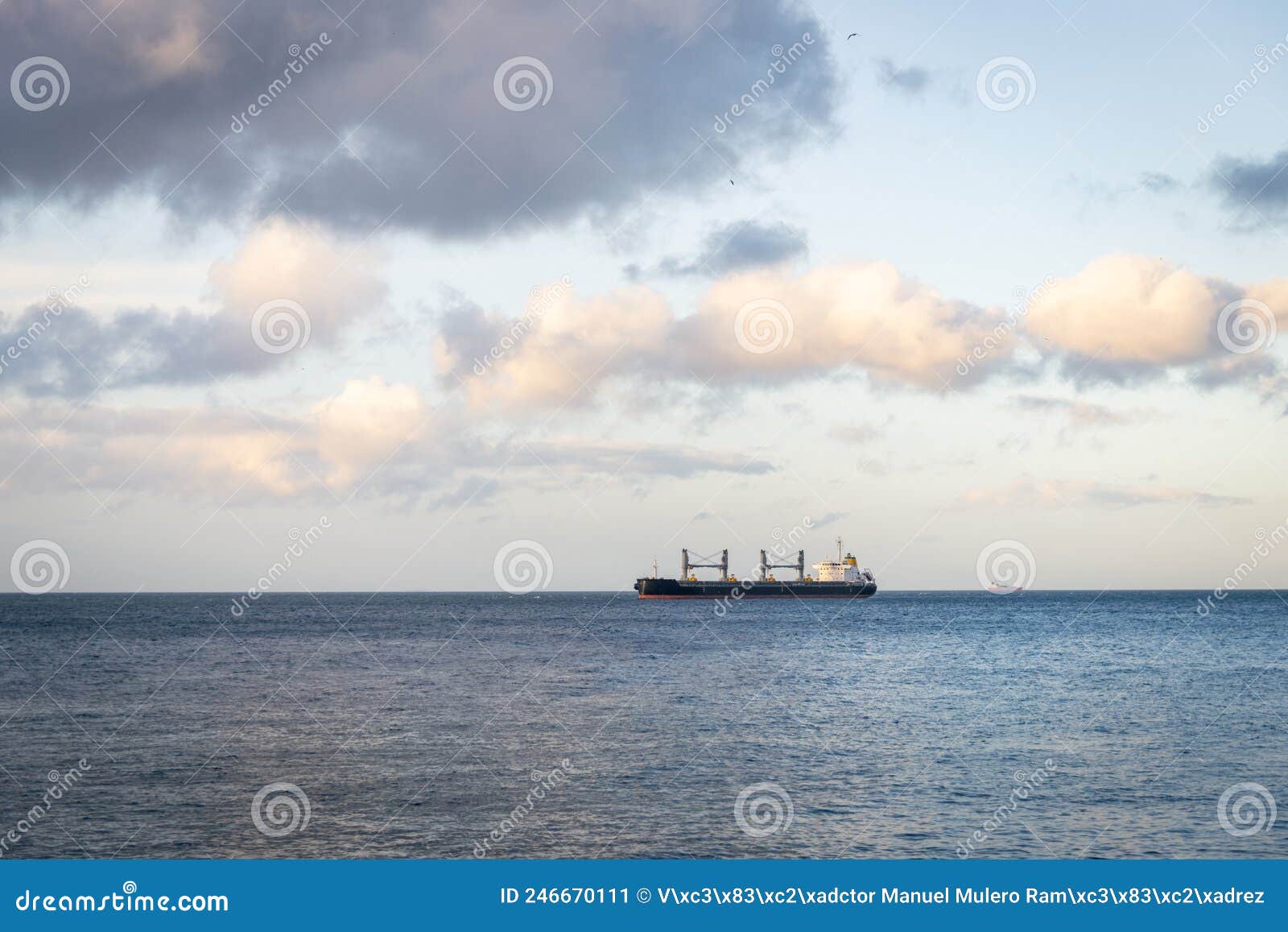 Ship in the Sea on the Horizon Stock Image - Image of horizon, shipping ...