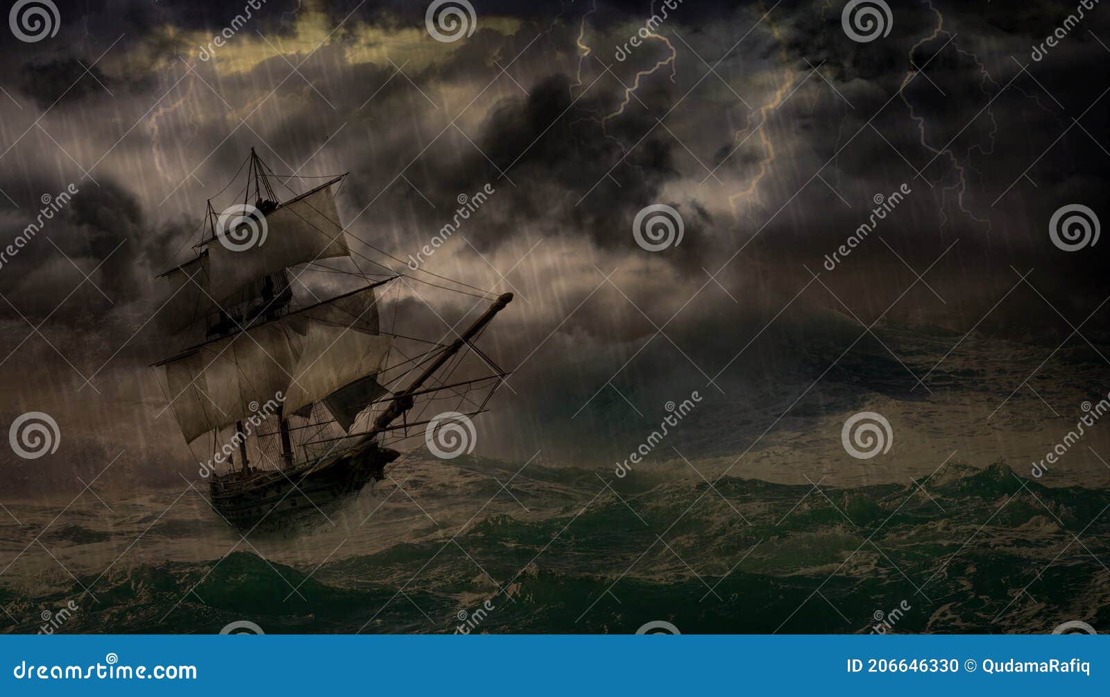 A Ship in the Sea or Ocean that is in Danger Due To the Storm that ...