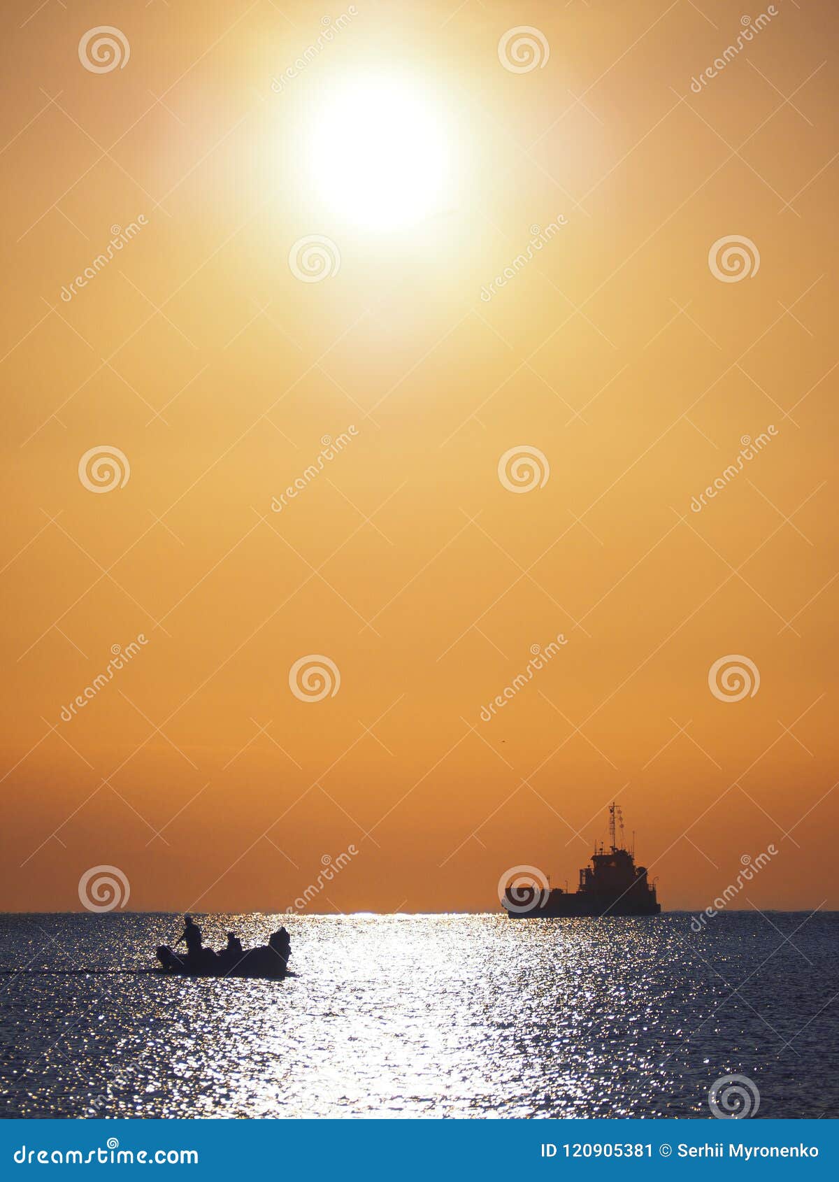 Ship at the Sea during Sunrise Stock Image - Image of vacation, sunrise ...