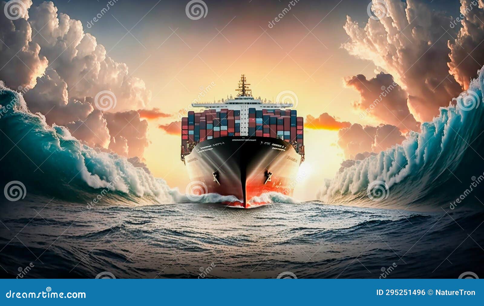 Ship in the Sea Ship on the Water Stock Illustration - Illustration of ...