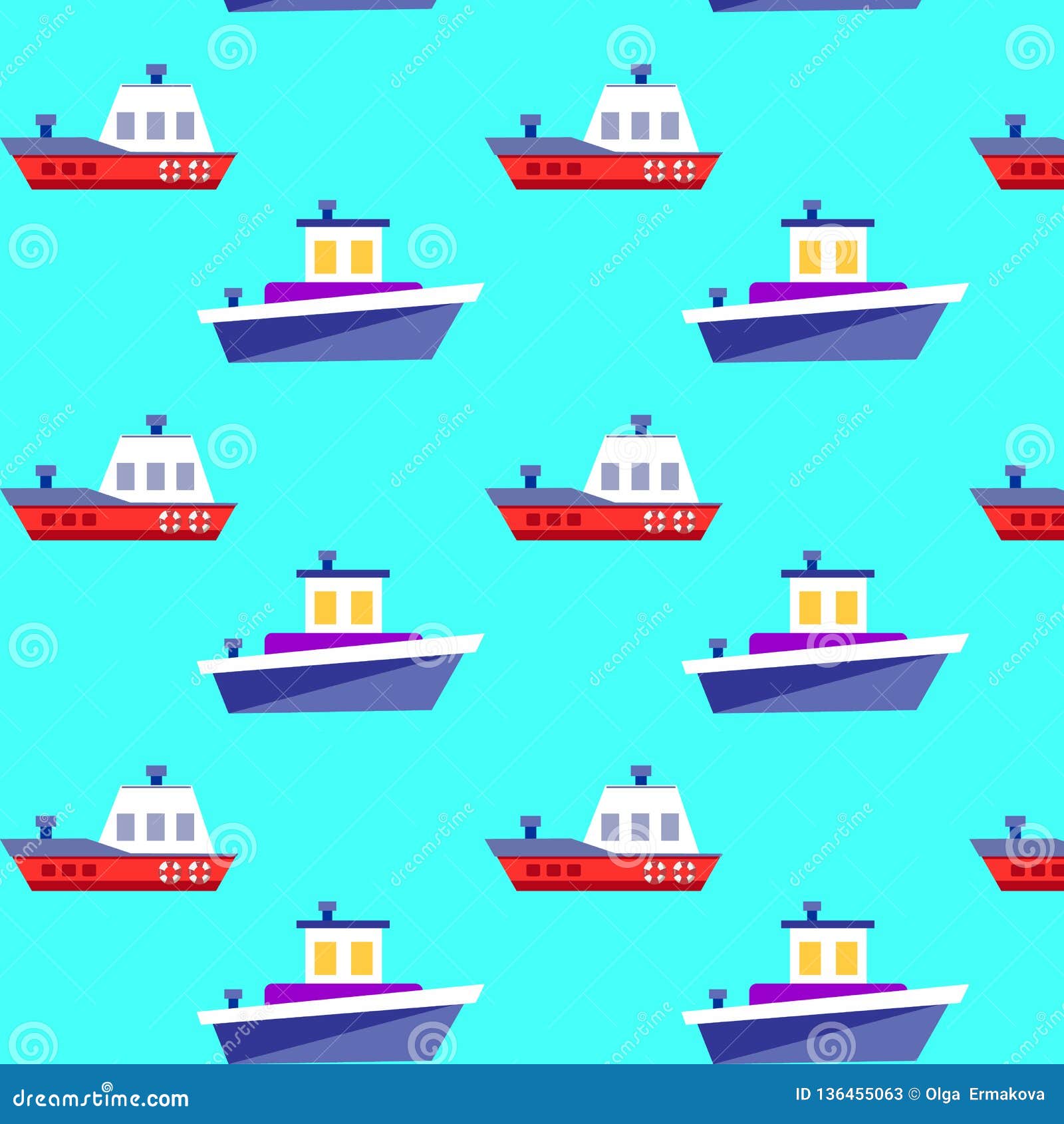 Ship Seamless Pattern. Animation. Vector Stock Illustration Stock ...