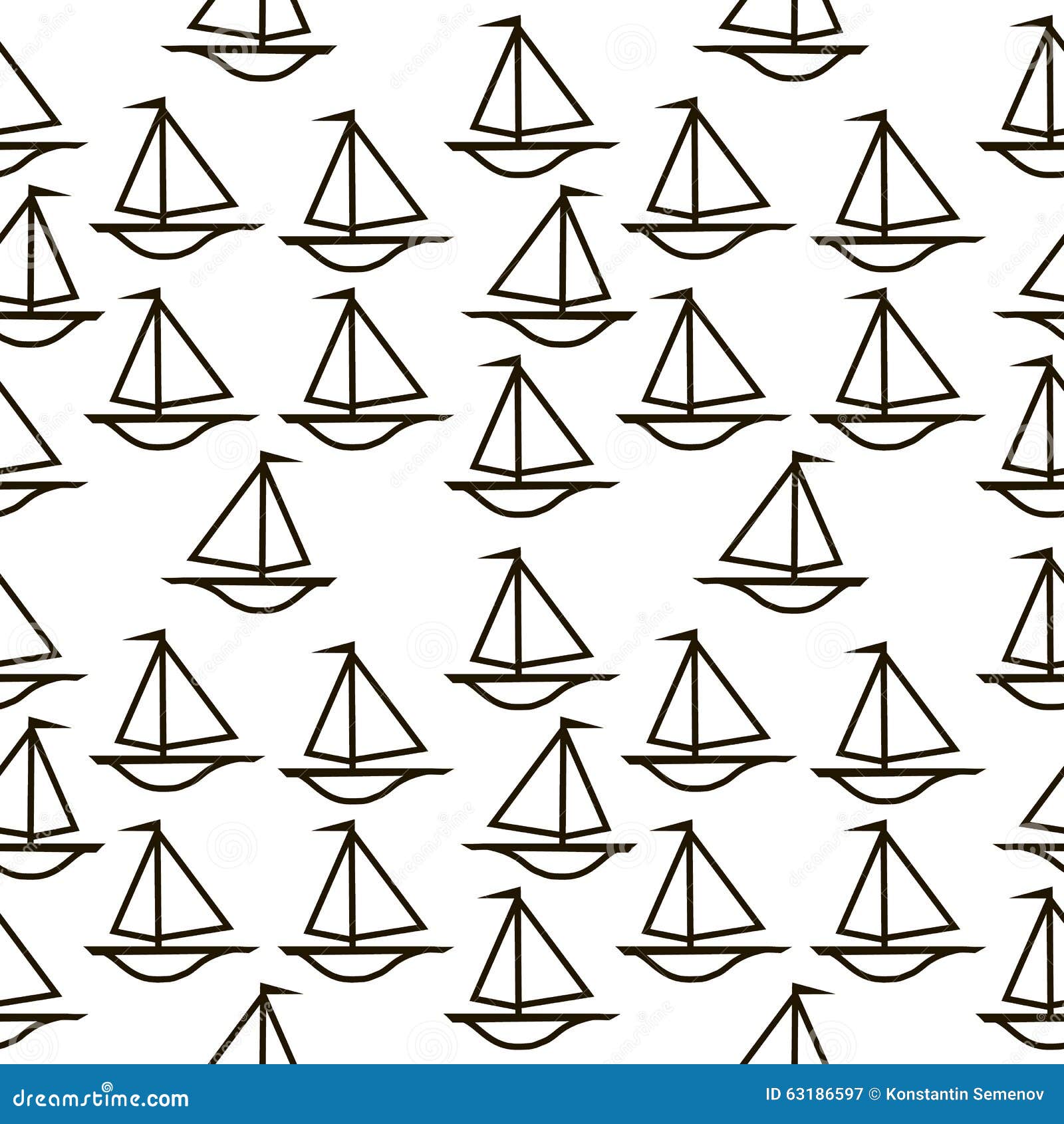 Ship Seamless Pattern on White. Stock Illustration - Illustration of ...