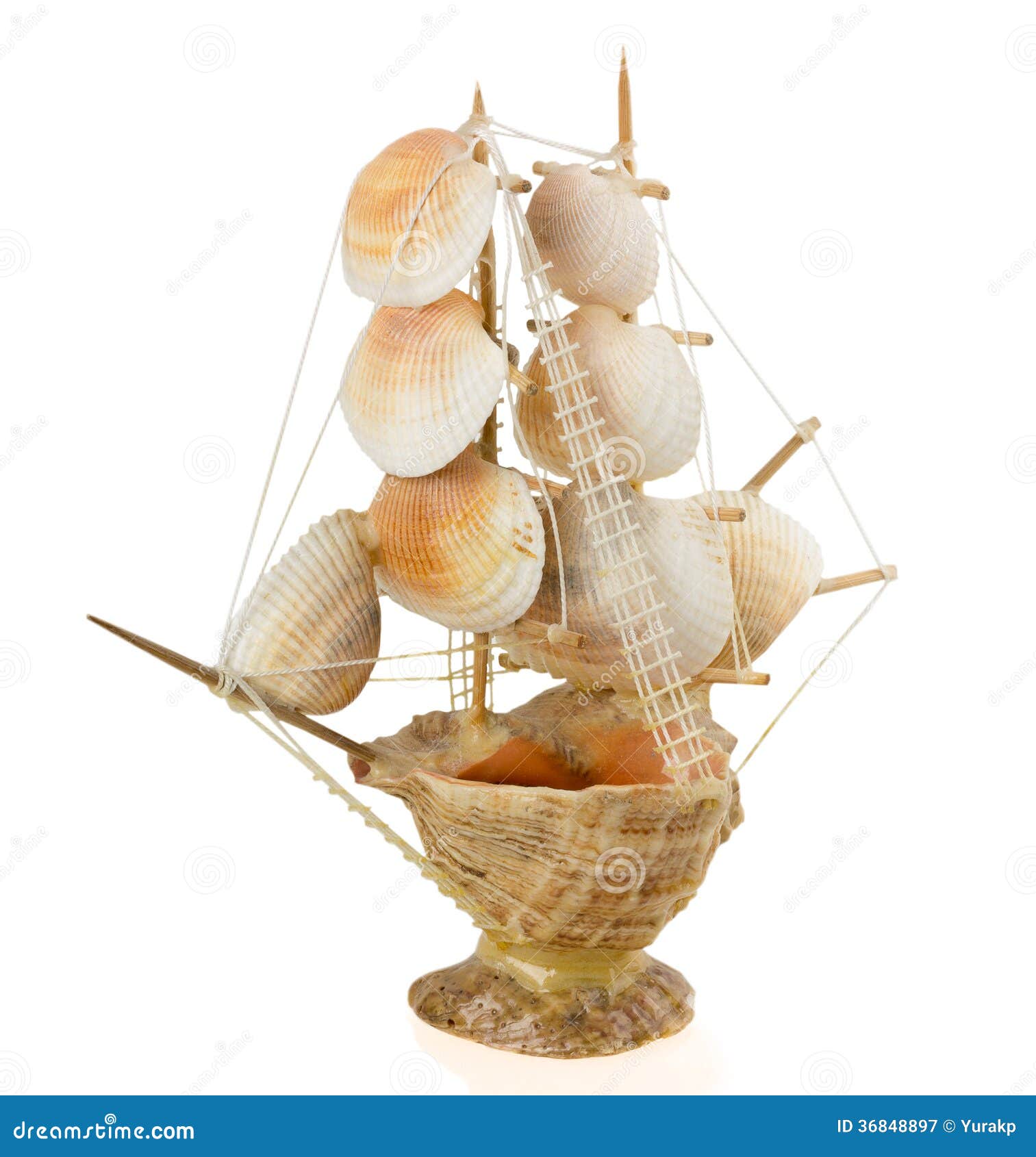 Ship of Seashells on a White Background Stock Image - Image of ship ...