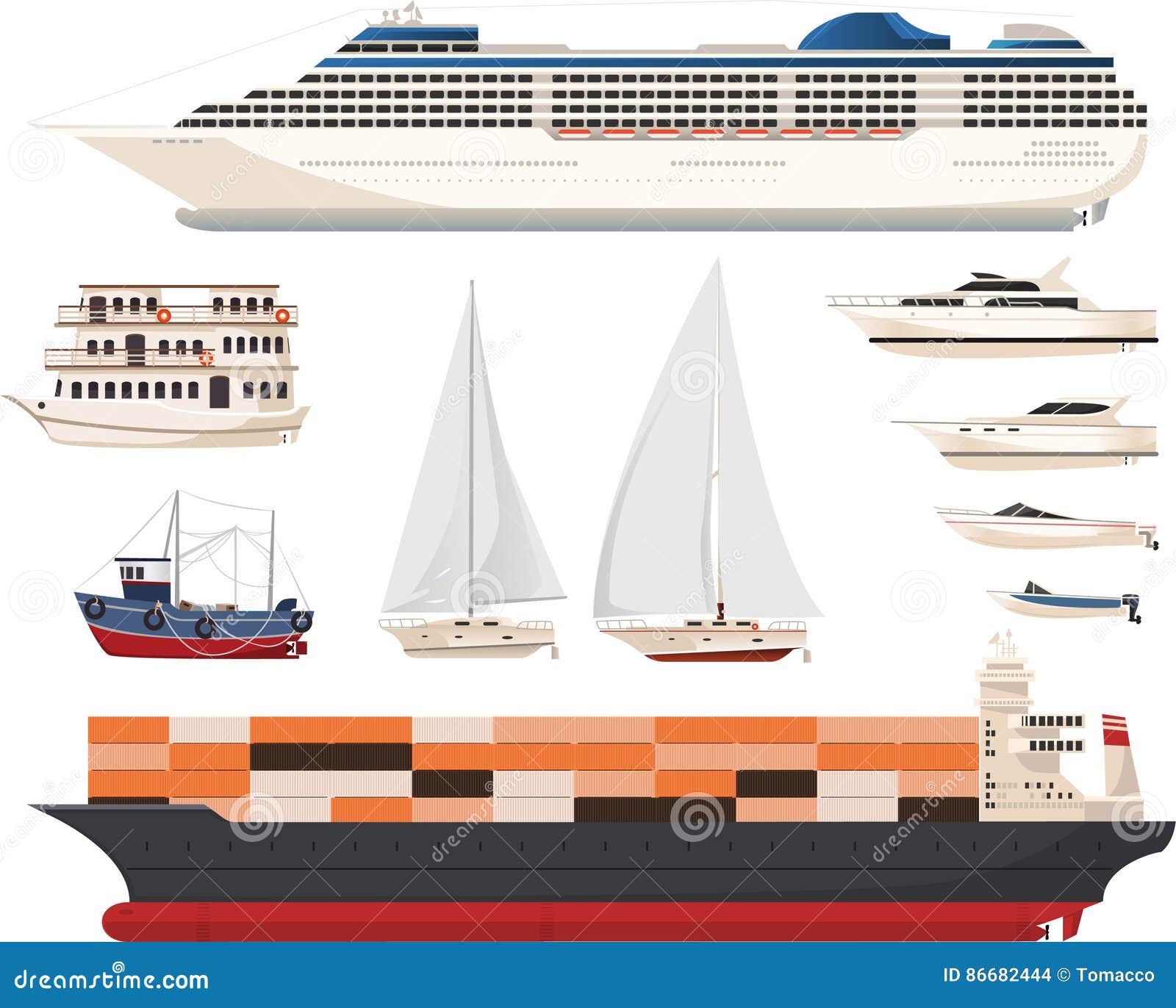 Ship set illustrations stock illustration. Illustration of convoy ...