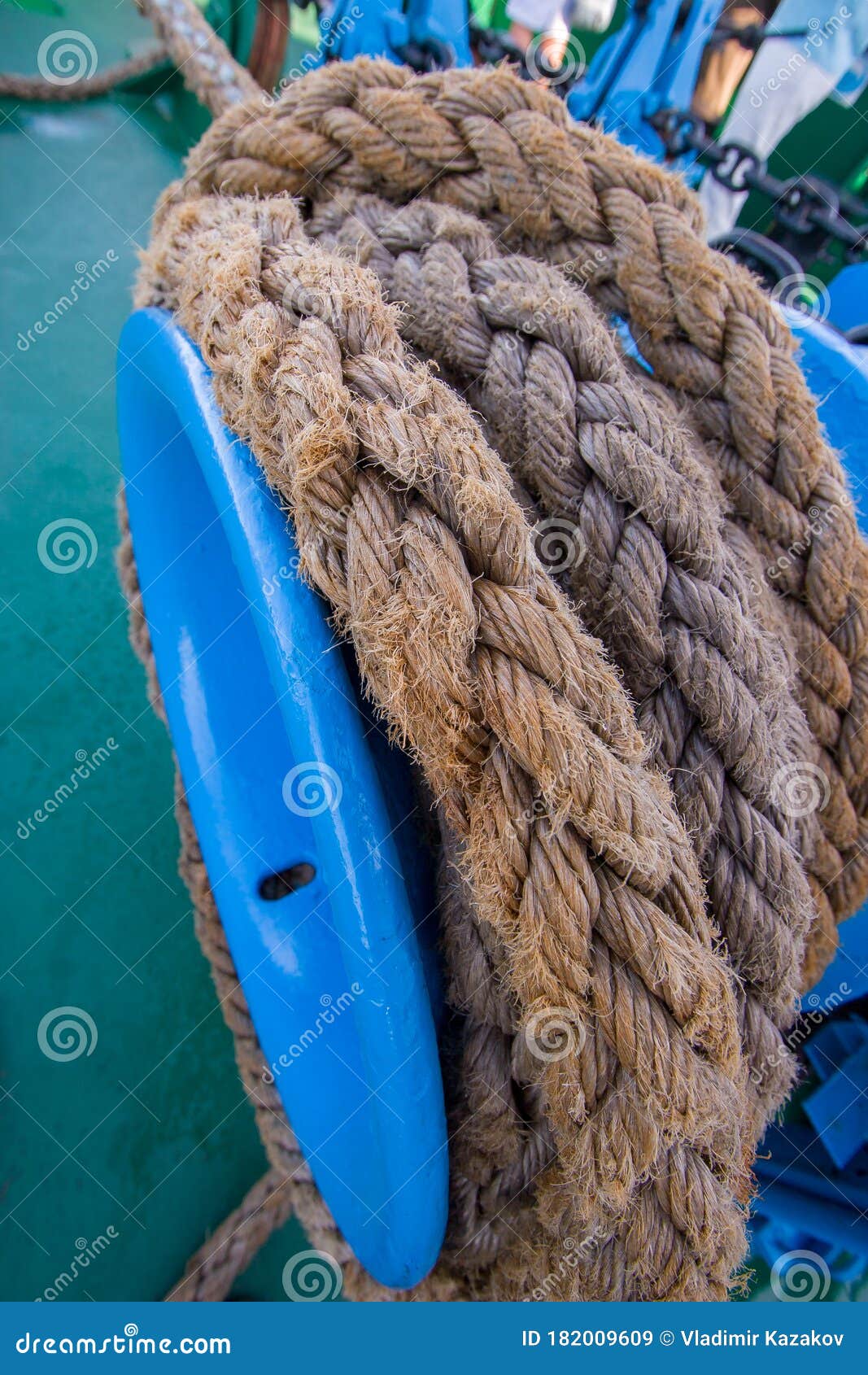 Ship Shabby Wicker Thick Rope Wound on an Iron Hook. Stock Image ...
