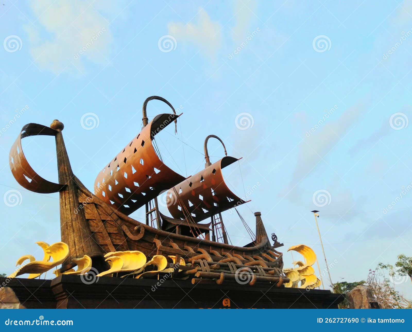 Ship-shaped Artwork on the Village Stock Photo - Image of vehicle, area ...
