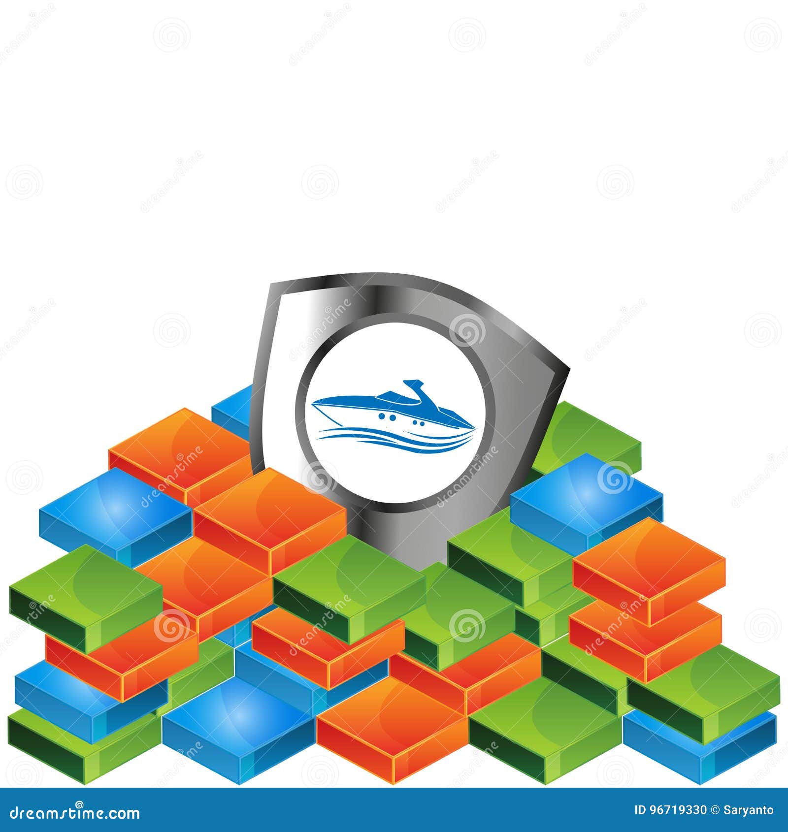 Ship Shield Vector Illustration Stock Vector - Illustration of tourist ...