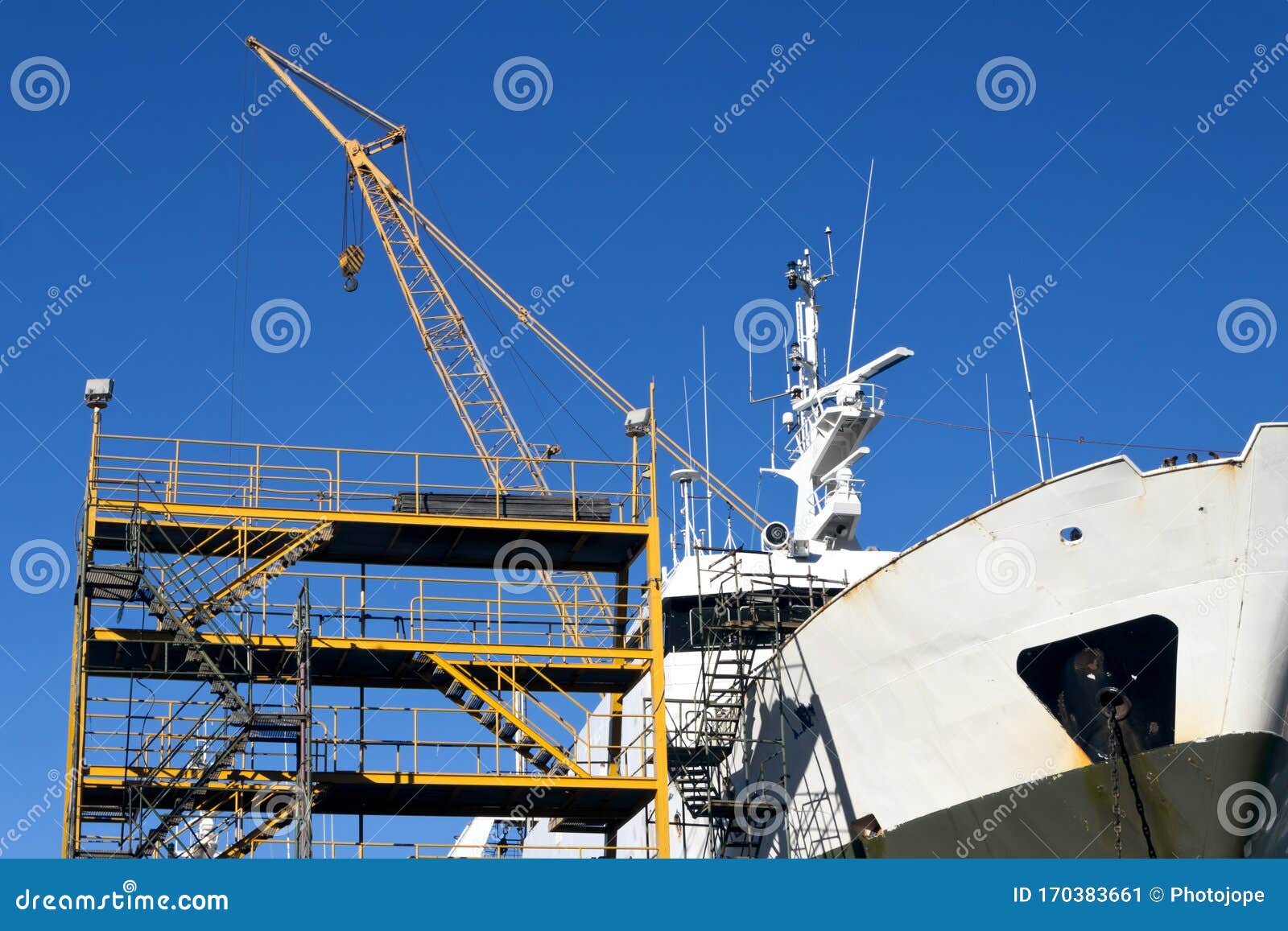 Ship in the Shipyard for Maintenance and Repairs with Scaffolds and ...